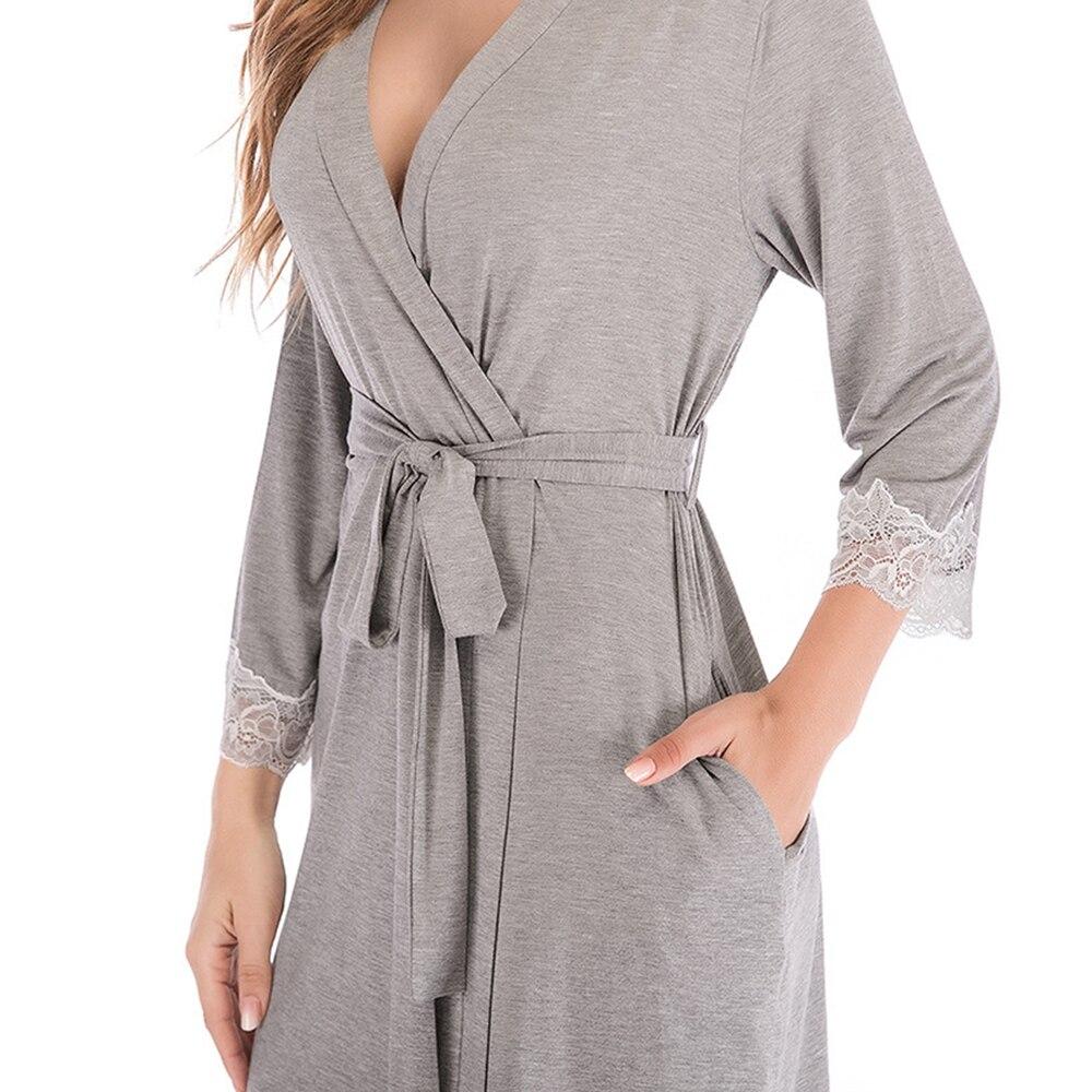 Cheap Womens Nightgowns Robe Modal Sleepdress Kimono Bathrobe Lace Long ...
