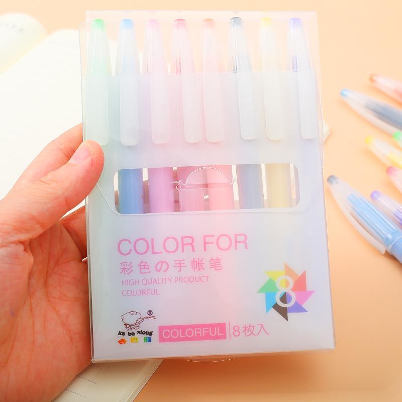Buy 8pcs Candy Color Liner Pen Ballpoint 0.5mm Gel Ink Pens Drawing ...