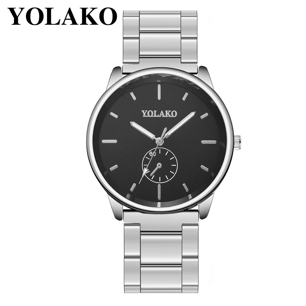 Buy YOLAKO Men's Luxury Business Steel Strip Watch With Simple Mirror ...