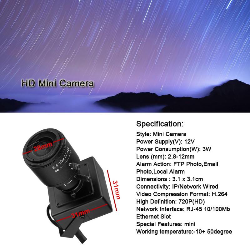 Buy HD 720P 1.0MP Mini IP Camera ONVIF 2.8-12mm Adjustable Lens P2P ...