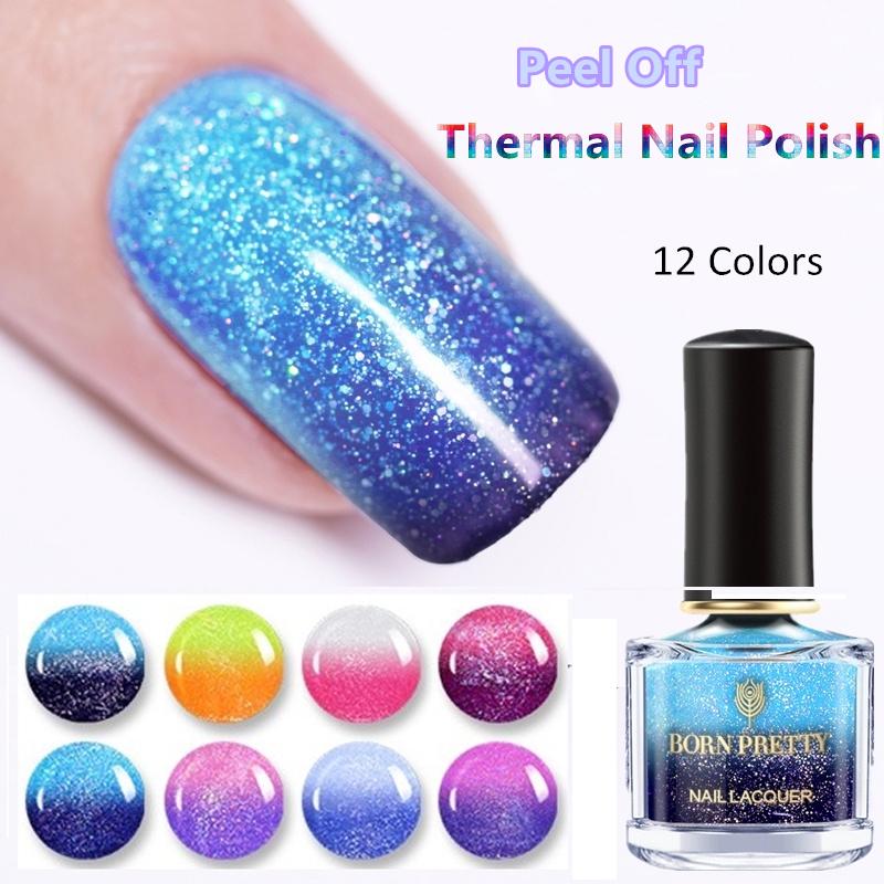 Buy BORN PRETTY 6ml Glitter Color Changing Nail Polish Thermal Nail Art Varnish Peel Off at ...
