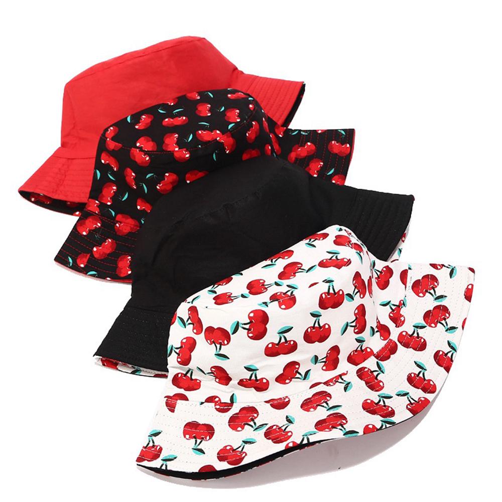 Buy Fruit Cherry Bucket Printing Hats For Women Two Side Reversible ...