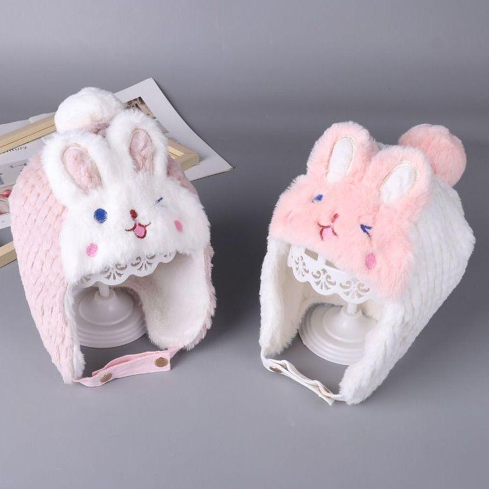 Buy Kids Outdoor Beanie Furry Bonnets Ear Cap Plush Cotton Cap Bunny ...