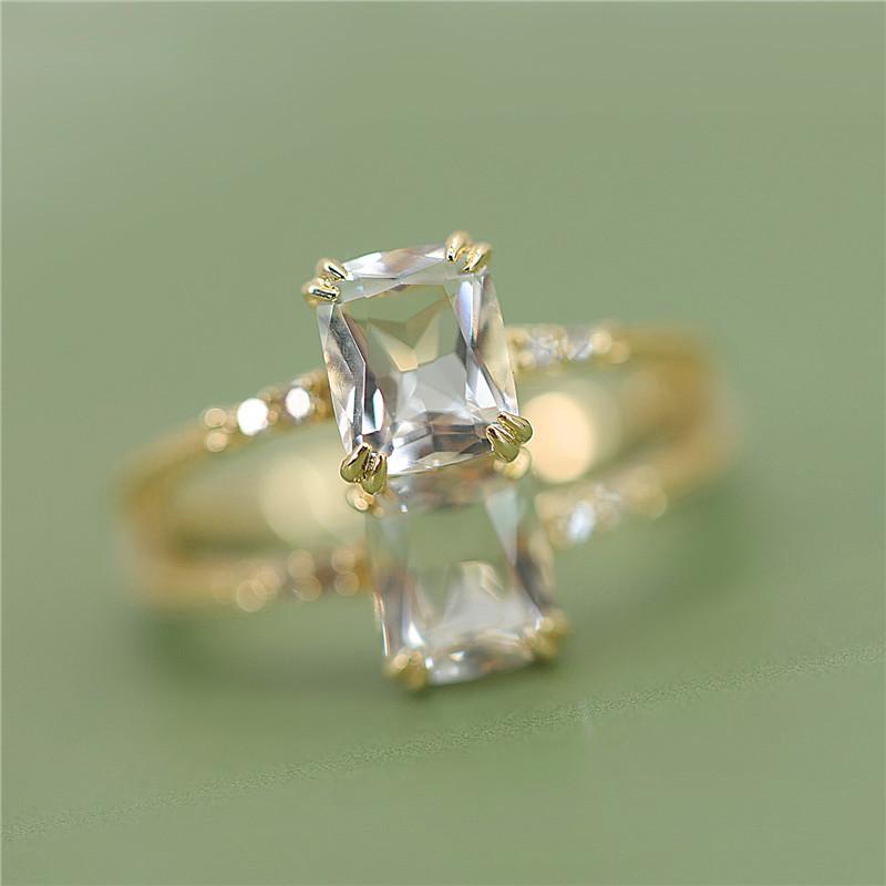 Cheap Luxury Geometric Square Golden Cut Ring for Women Engagement ...