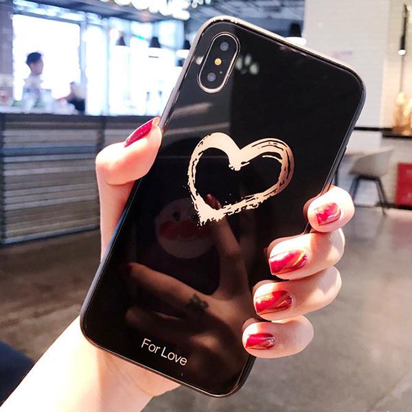 Phone case fashion mirror heart glass back cases for iphone 6 7 7 plus ...