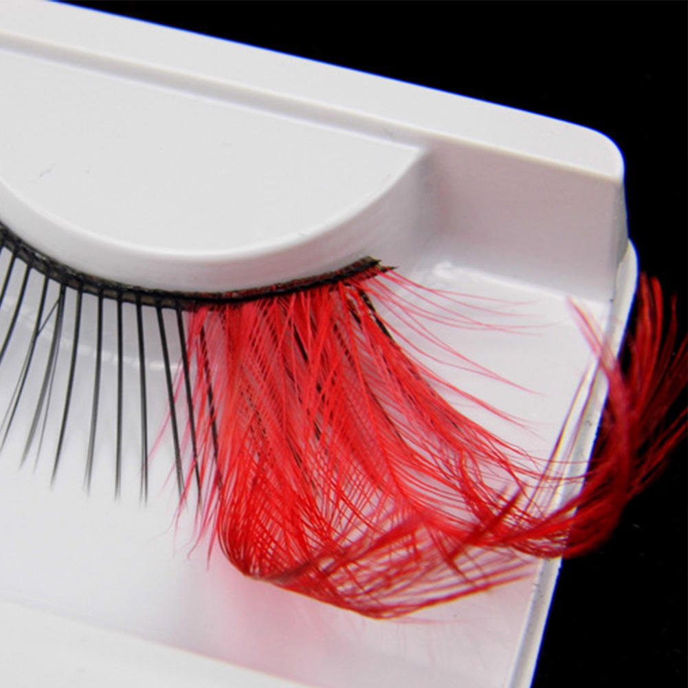 Buy False Eyelashes Colorful Feather Exaggerated Long for Carnival ...
