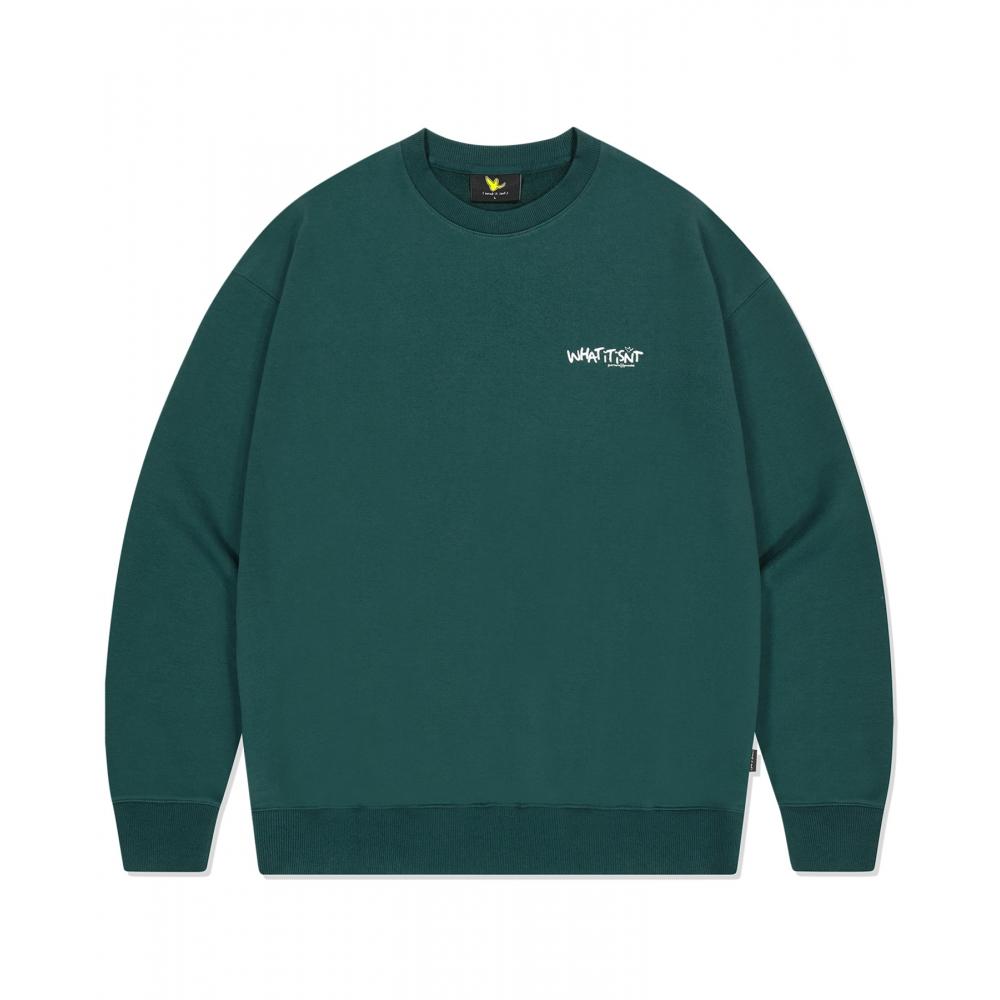 WHATITISNT Small WT Logo Sweatshirt Green uygun fiyatlı satın alın ...