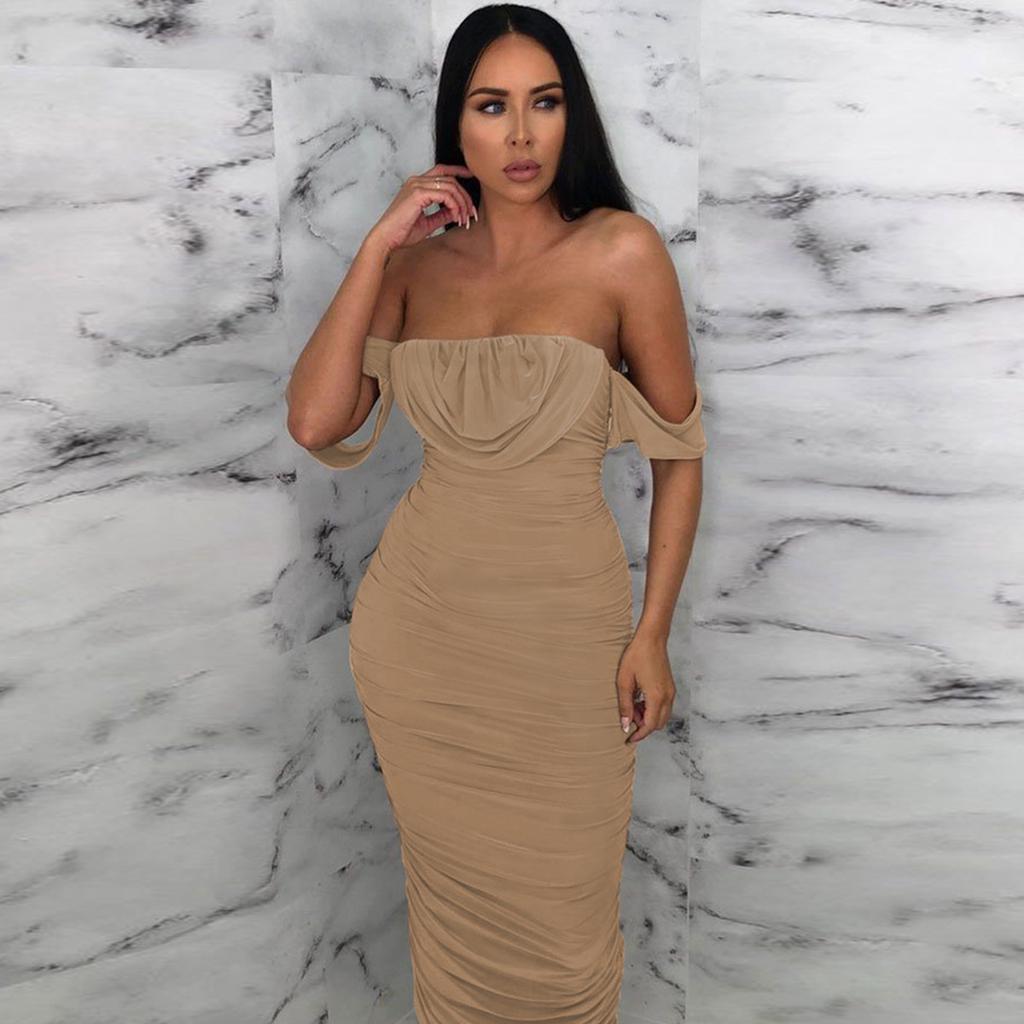 Buy Sexy One-shoulder Slim-fit Party Evening Dress Fold Bag Hip Girl ...