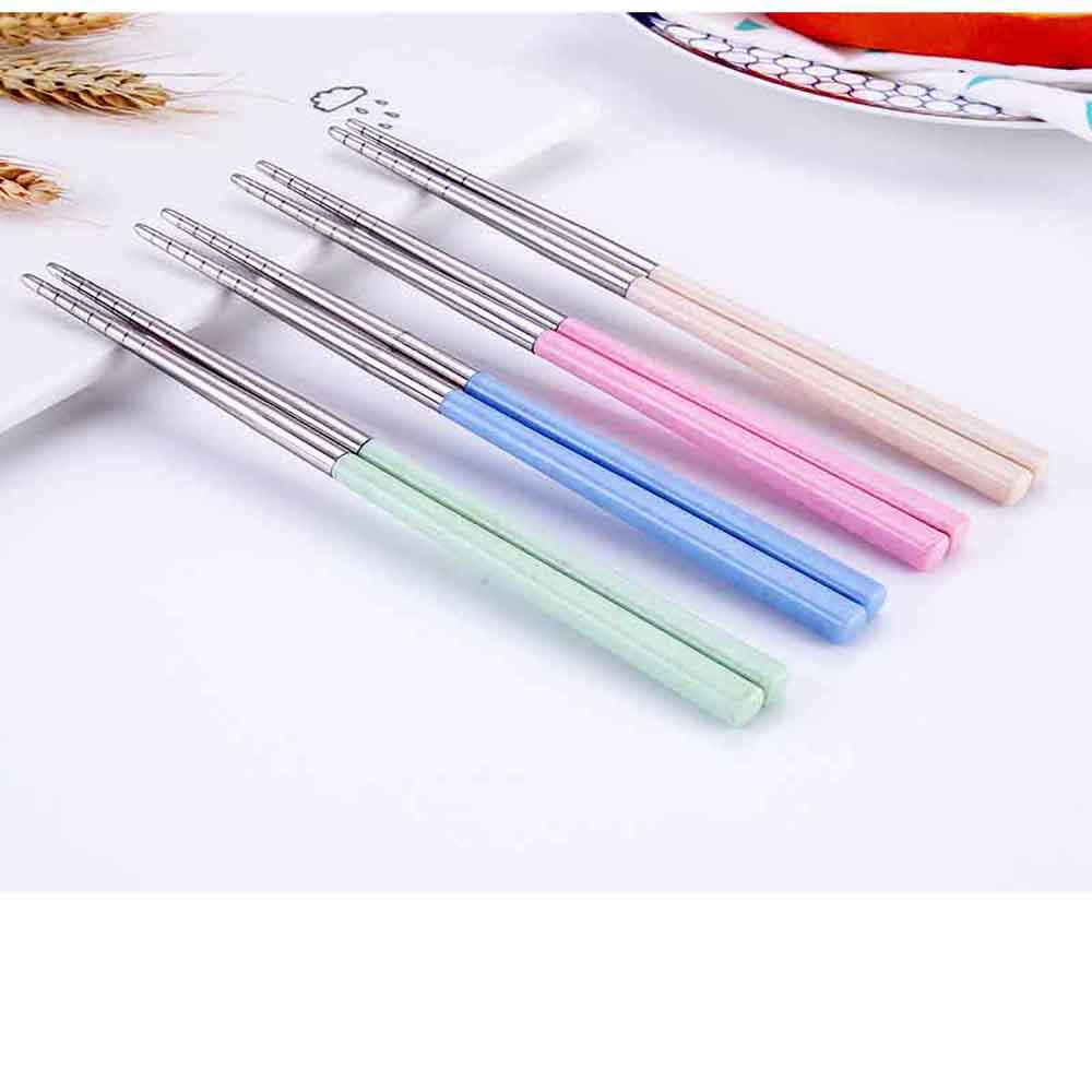 Buy Stainless Steel Chopsticks Wheat Straw Portable Travel Chopstick ...