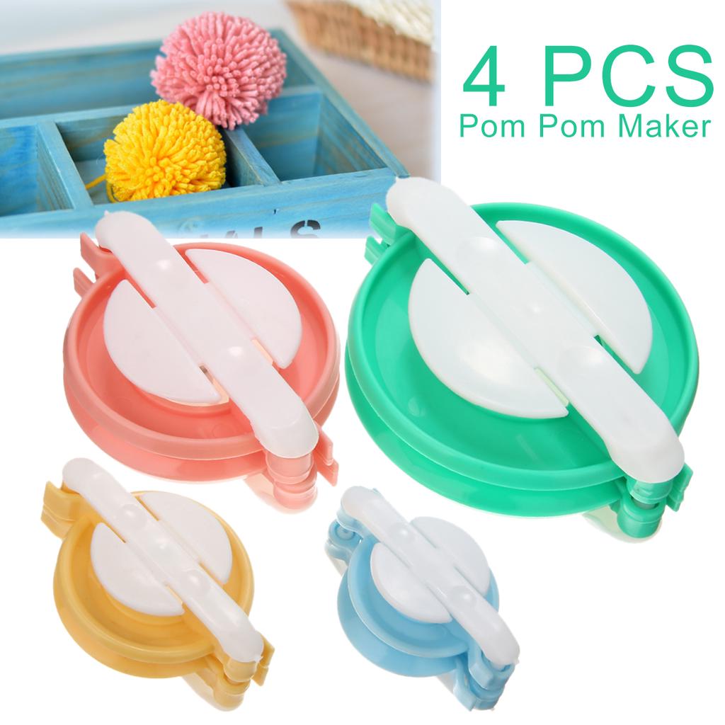 Buy Mayitr 4 Sizes Pom Pom Maker Kit DIY Fluff Ball Weaver Needle Knit ...