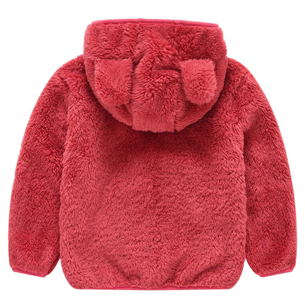 Buy Kids Toddler Baby Gril Boy Cute Ear Zipper Solid Thick Hooded Coat Warm Outwear at ...