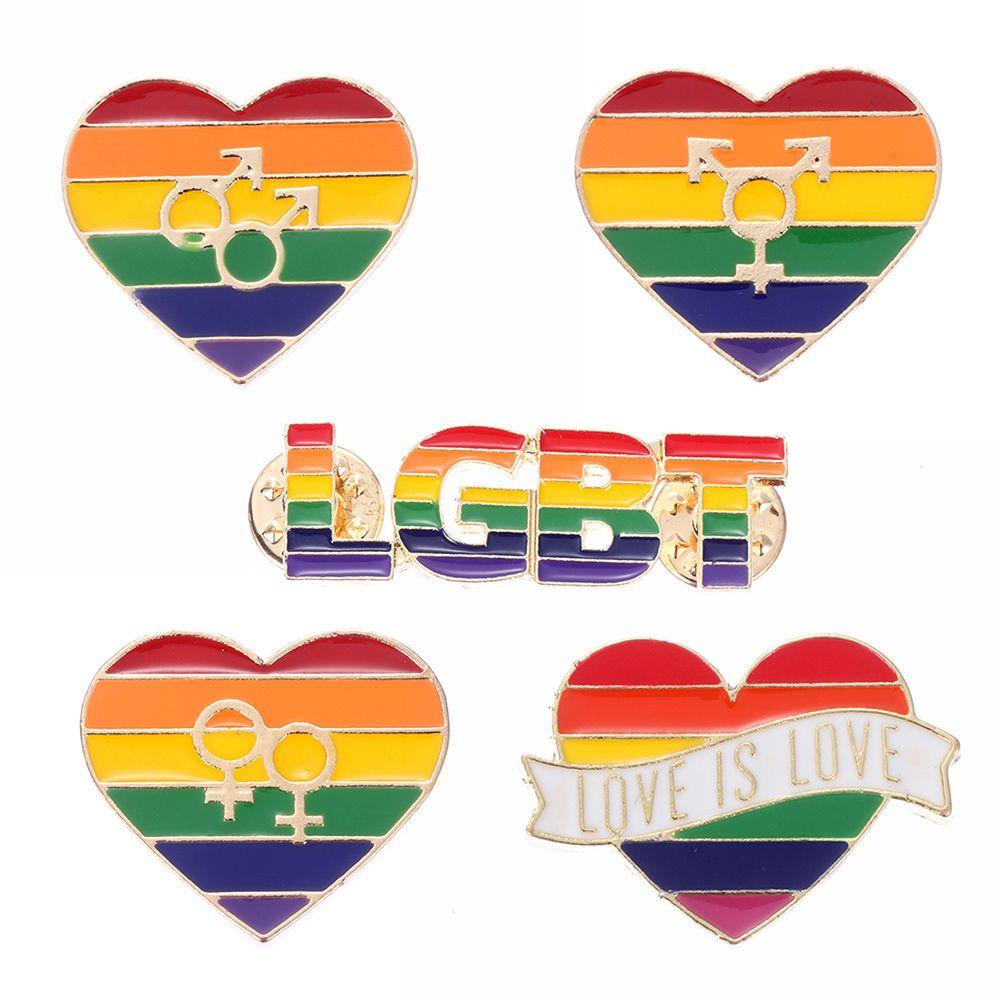 Lapel LGBT Tinplate Pin Rainbow Gay Badge Collar Pin Denim Brooches ...