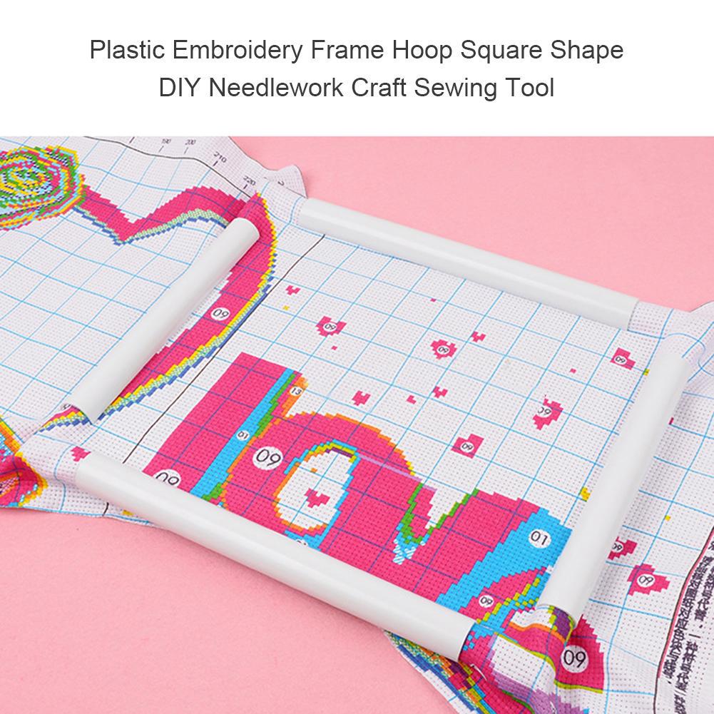 Buy Plastic Embroidery Frame Hoop Square Shape DIY Needlework Craft ...