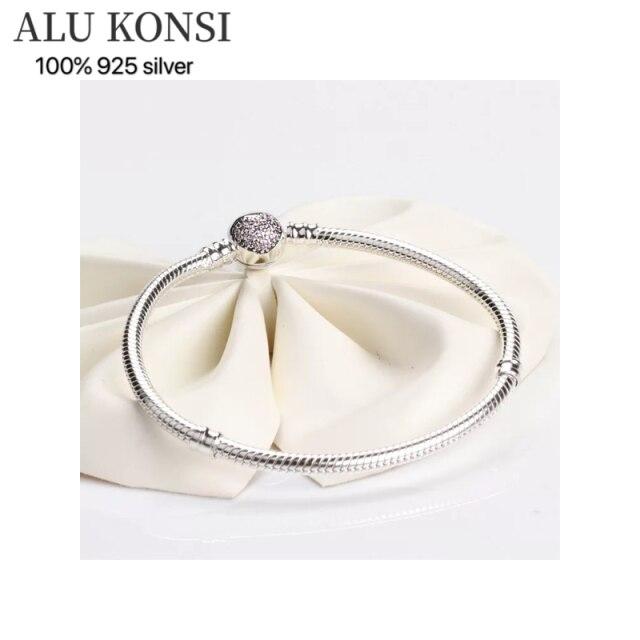 Buy Original Luxury Real 100% 925 Sterling Silver Pan Bracelet for ...