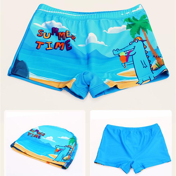Cheap 1 Set Of Boys' Cartoon Swim Trunks And Swim Cap | Joom
