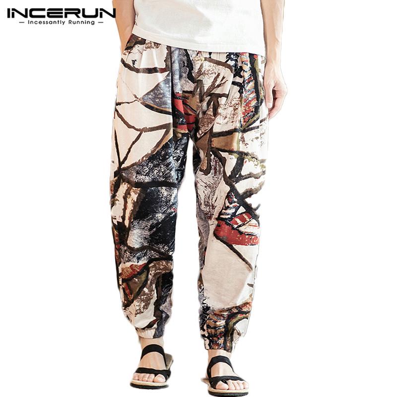Buy INCERUN Fashion Men Vintage Print Harem Pants Yoga Hippy Baggy ...