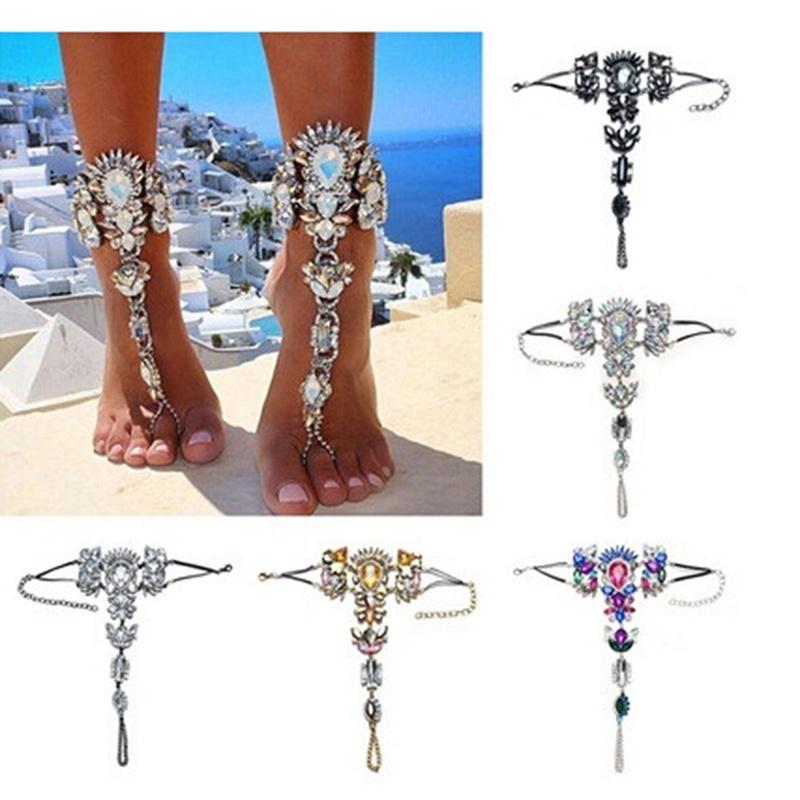 Buy Women Barefoot Sandal Beach Anklet Foot Chain Toe Ring Bracelet DS3 ...