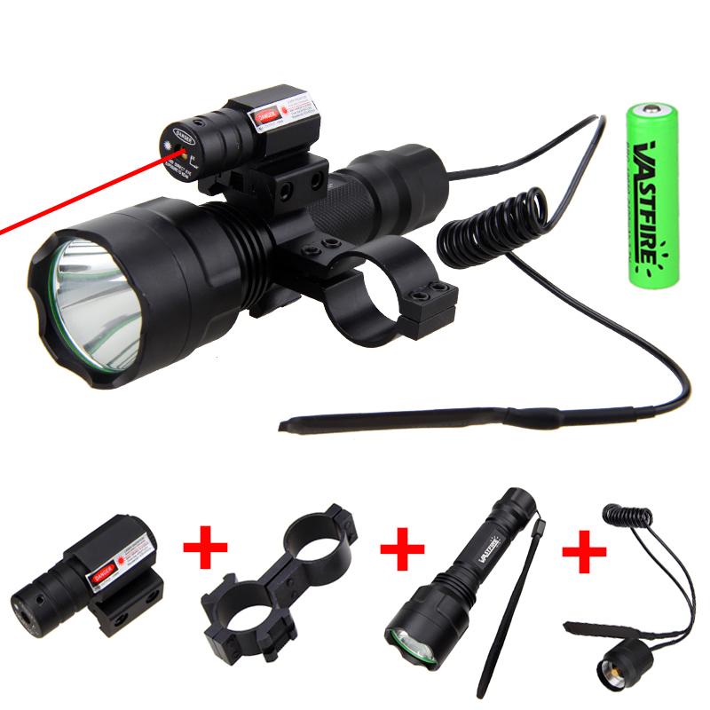 Buy LED Tactical Hunting Flashlight Red Rifle Gun Light+Laser Dot ...