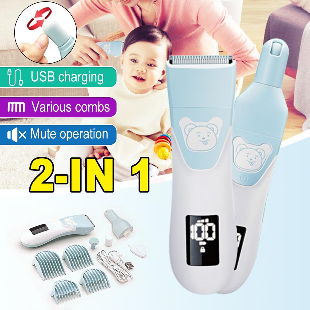 Buy 2-in-1 Washable Electric Baby Hair Trimmer& Nail Grinder Children ...