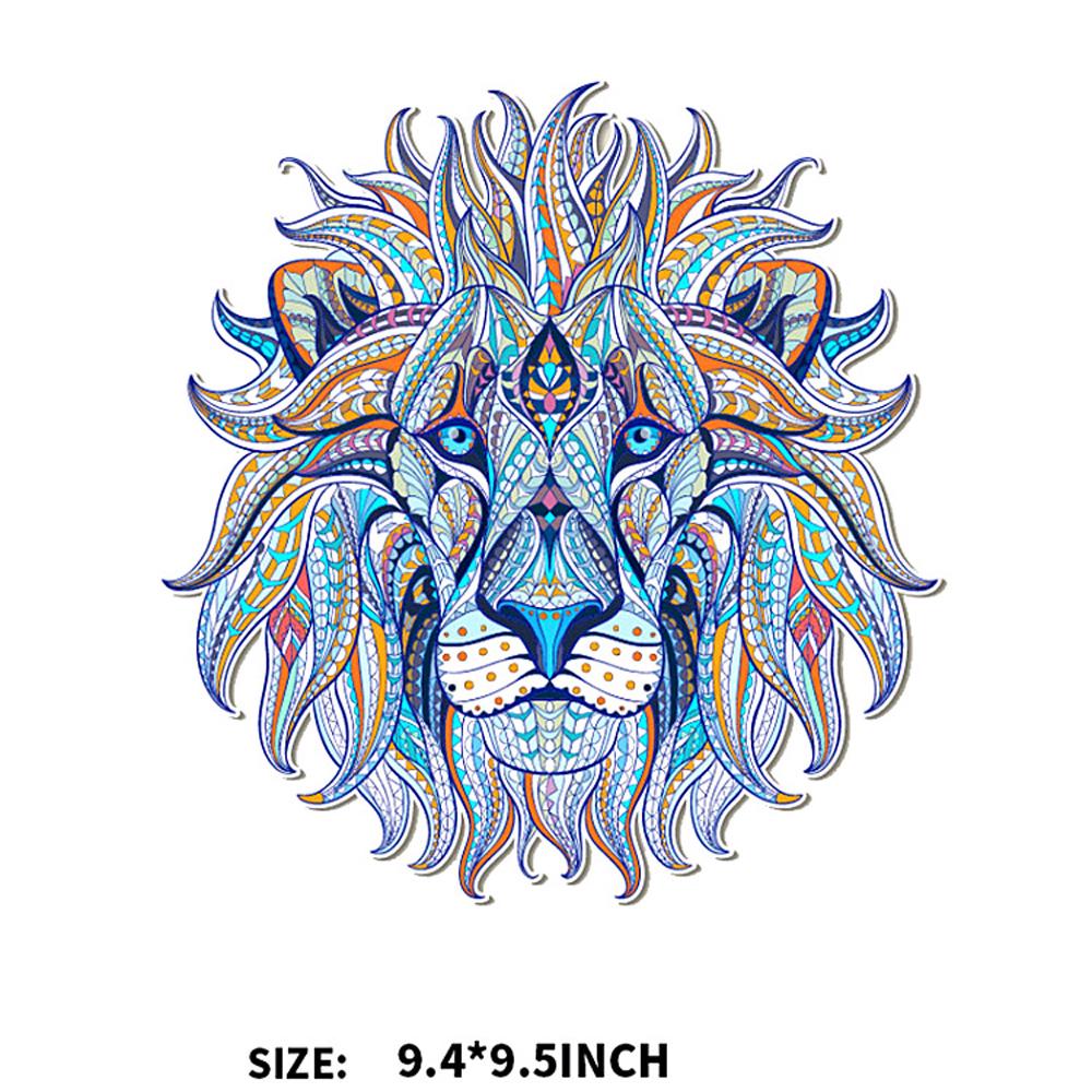 Watercolor Printing Badges DIY Lion Heat Transfer Stickers Iron On ...