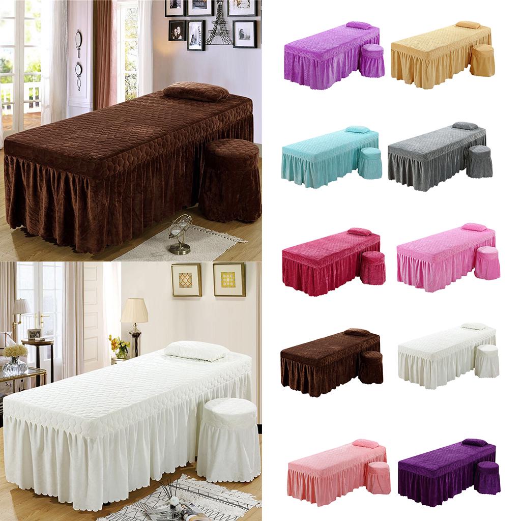 Cheap SPA Massage Bedding Set Table Skirt Pillow Case Stool Cover Red ...