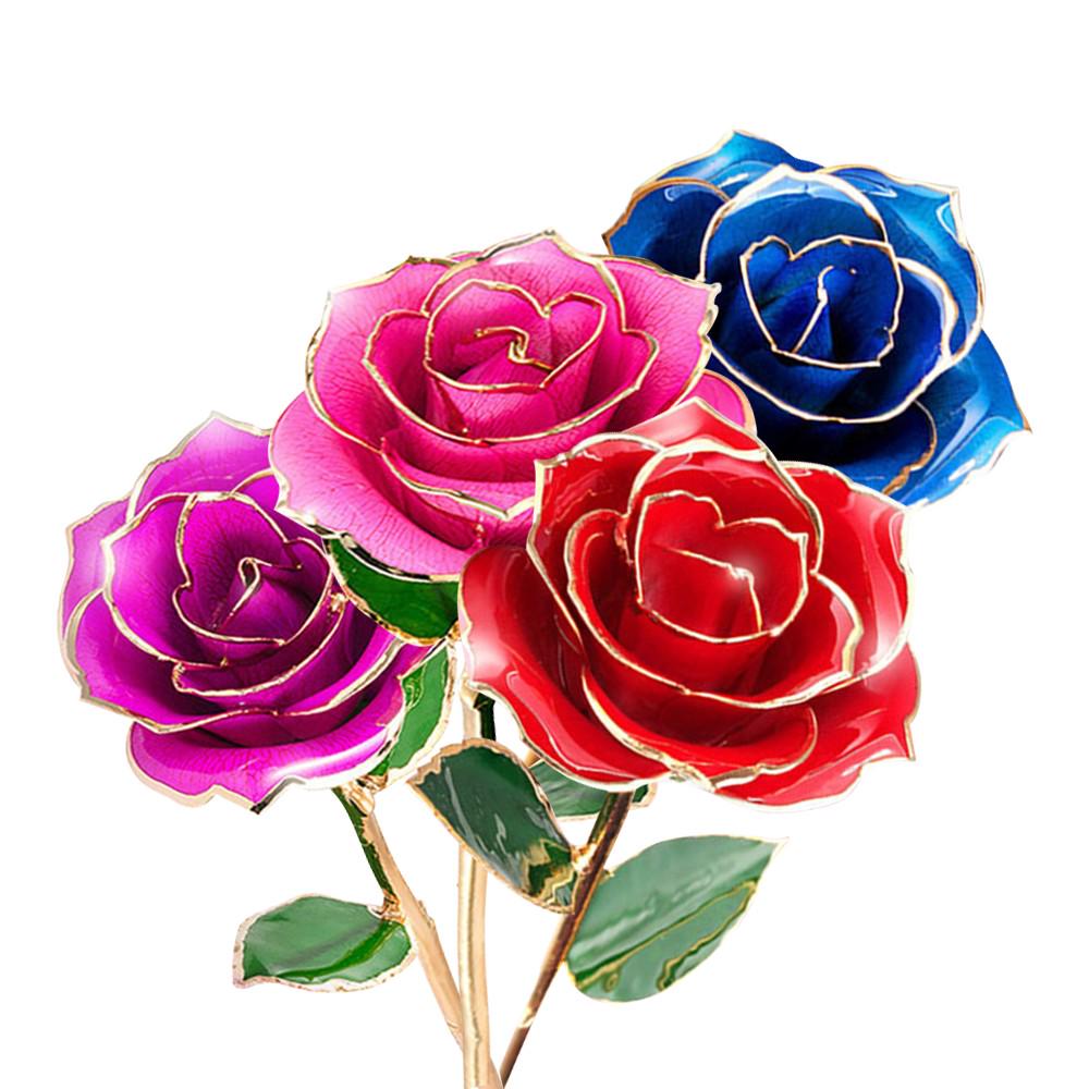 Buy [CS] 1PCS 24K Gold Dipped Real Rose Plated Flower Golden Birthday ...