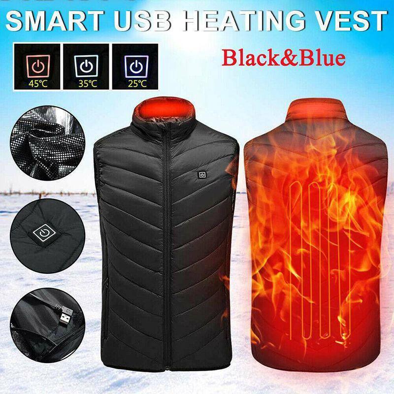 Buy Electric Mens Women Vest Heated Cloth Jacket Usb Warm Up Heating ...
