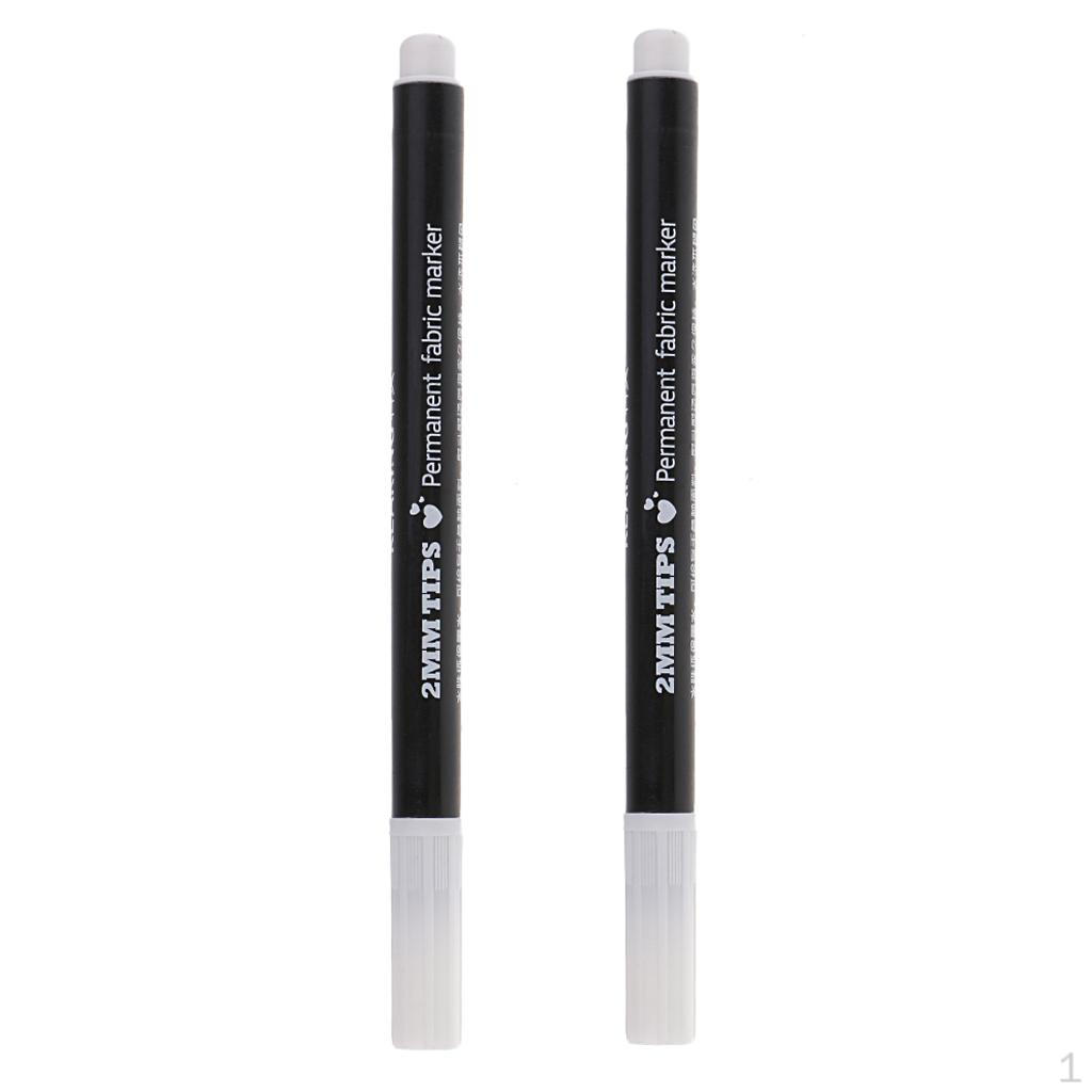 2 Stück 2mm TShirt Permanent Stoff Marker Textil Kleidung Stift Weiß ...