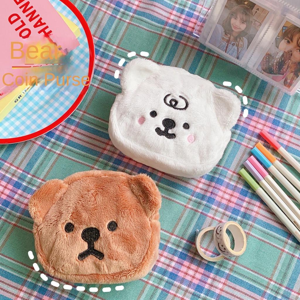 Cheap Bear Plush Coin Purse Flannel Soft Storage Bag Cute Portable Coin ...
