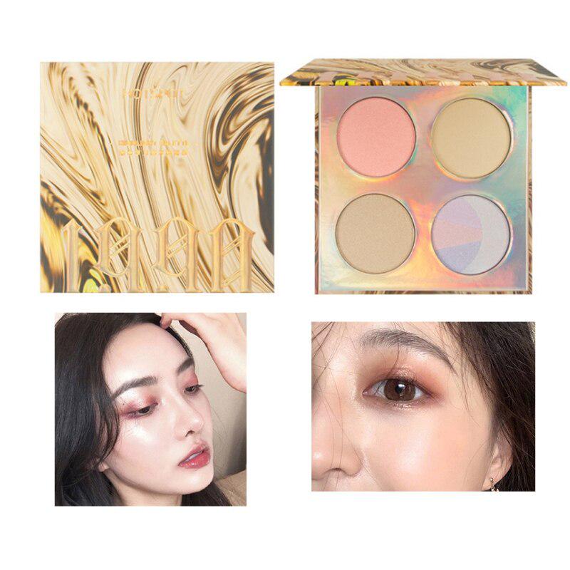4-color Highlighter Palette Waterproof Long Lasting Shiny Brighten Skin ...