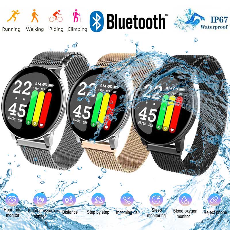 Buy Color Circular Screen Stainless Steel Smart Watch with Heart Rate ...