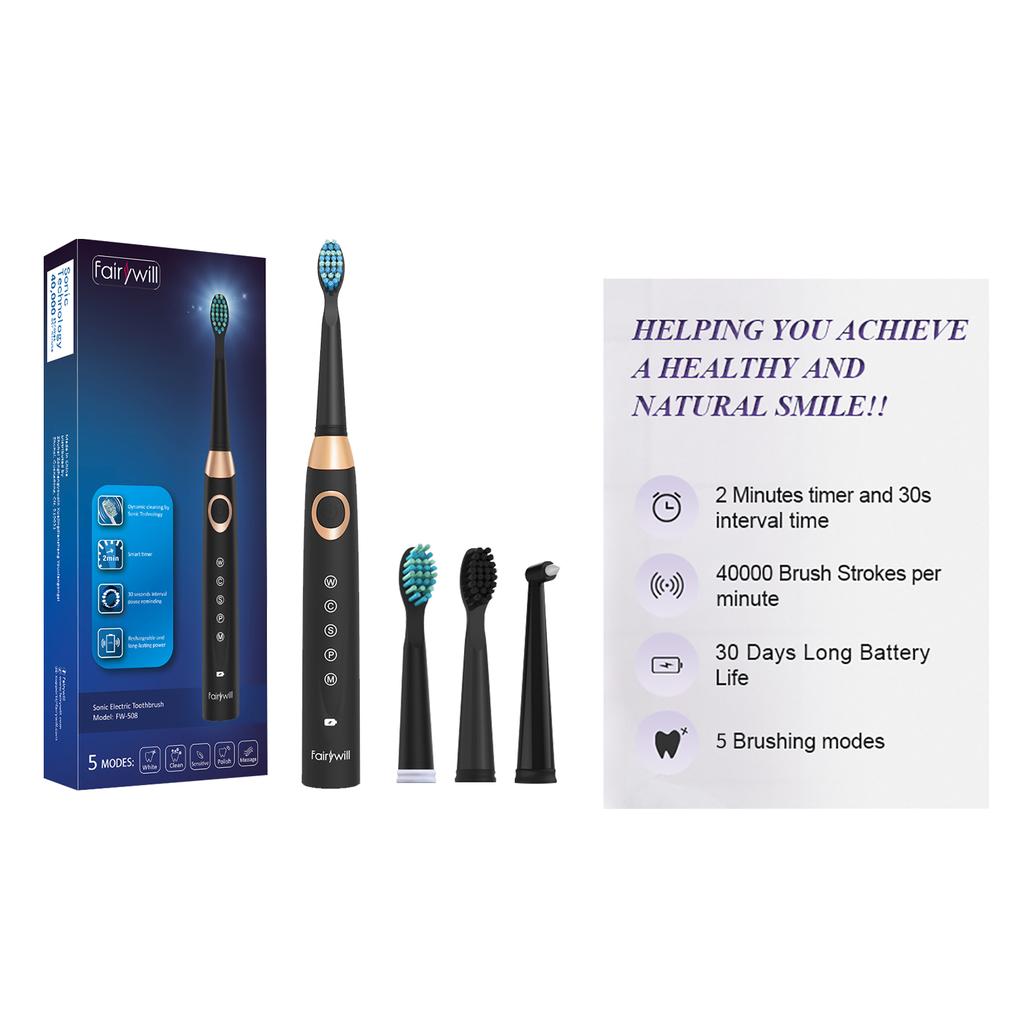 Electric Toothbrush,Fairywill Sonic Toothbrush with 5 Modes, USB ...