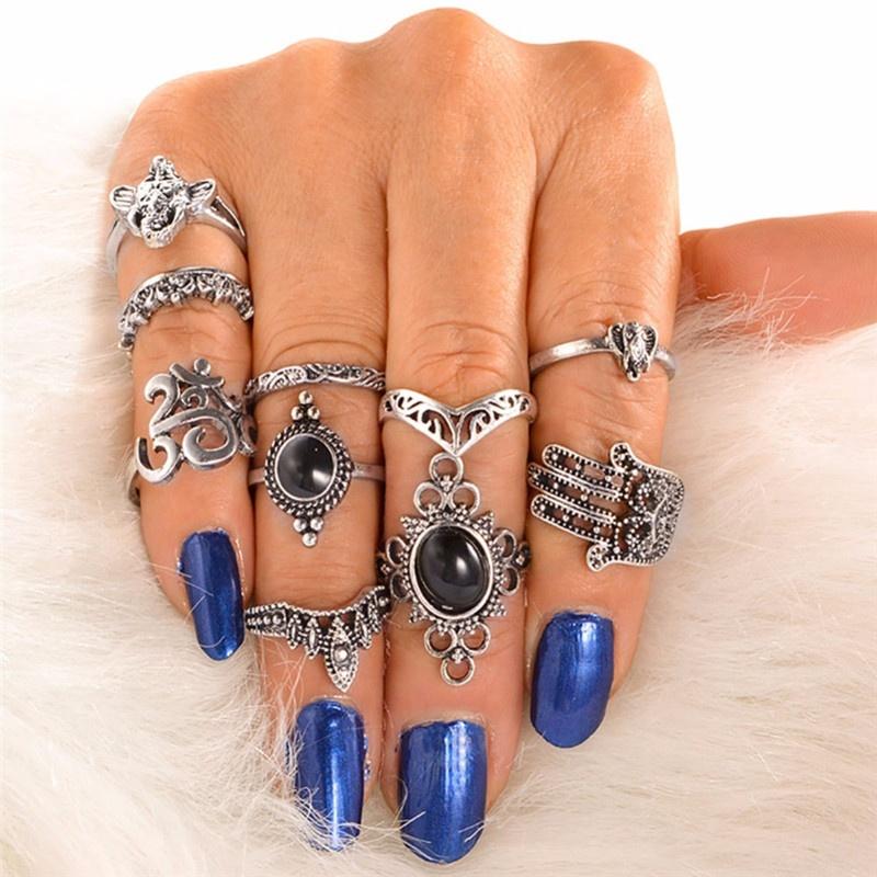 Satın alın 10 Pcs/Set Elephant Knuckle Rings for Women Classic Tibetan ...