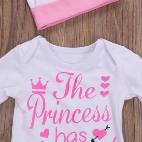 Cheap 4PCS Newborn Baby Girls Princess Top Romper Long Pants Hat ...