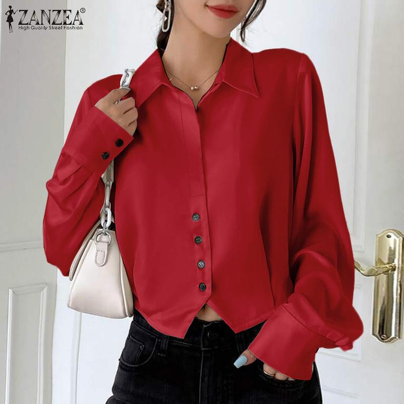 Купити ZANZEA Spring Women Buuton Up однотонні короткі сорочки | Joom