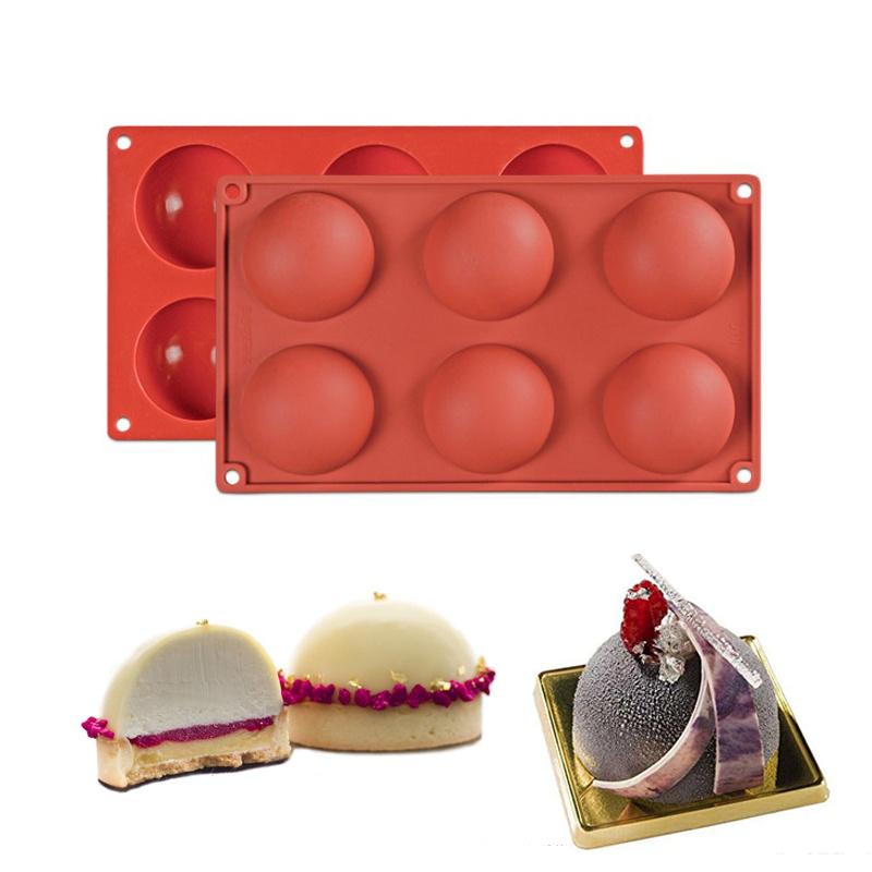 Buy 6 Cavity Half Circle Shape 3D Silicone Baking Cake Molds Mold for ...