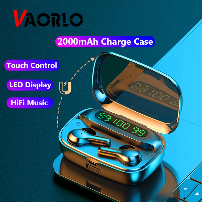 Buy VAORLO 2000mAh Bluetooth Earphone Wireless Headphones LED TWS with Microphone Earphones ...