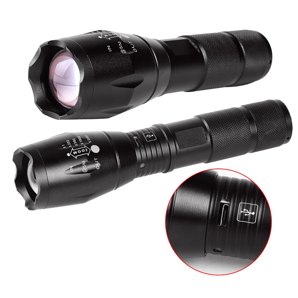 Portable USB Rechargeable LED Flashlight Torch Zoomable CREE XML T6 5 Mode Light uygun fiyatlı ...