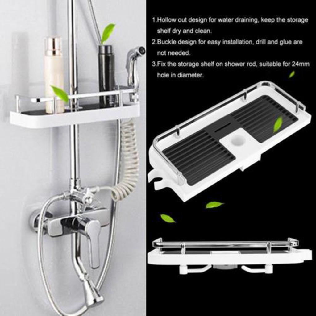 Buy Largre Bathroom Pole Shelf Shower Storage Caddy Rack Organiser Tray ...