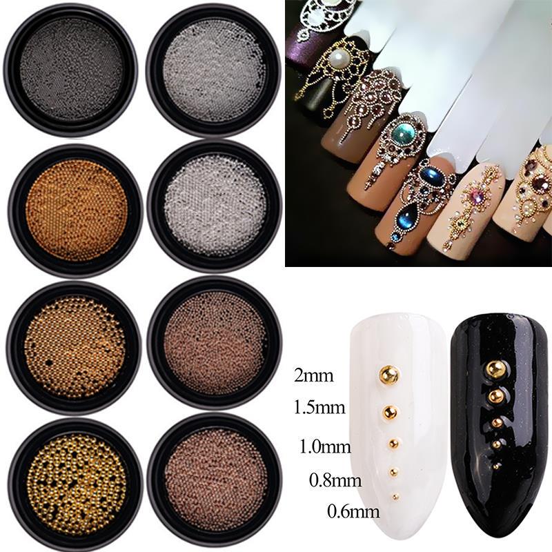 Buy Mixed Color Nail Rhinestones Stones Mini Stainless Steel Beads 3D ...