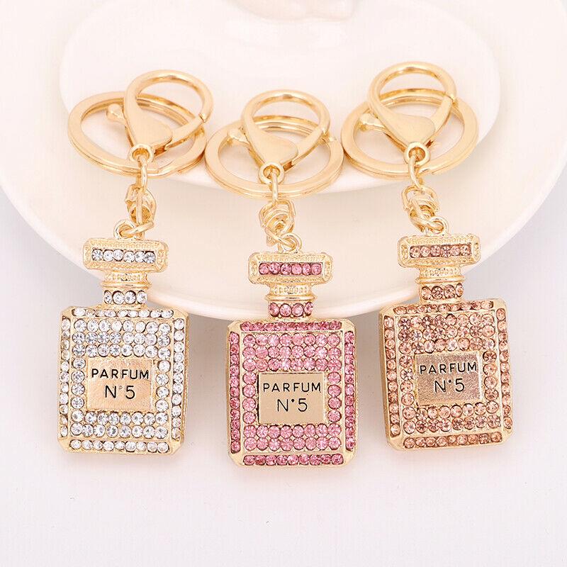 Buy Crystal Rhinestone Perfume Bottle Keychain Keyring Purse Bag Charm ...
