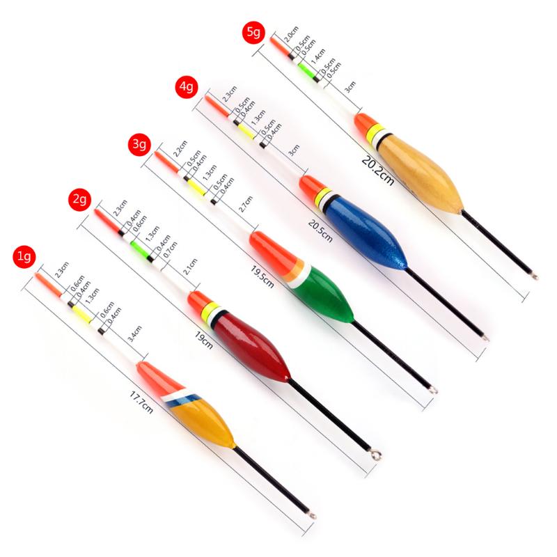 Buy 5 Pcs Fishing Float Buoyance Buoy Bobber Stick Wooden Tackle 1g/2g ...