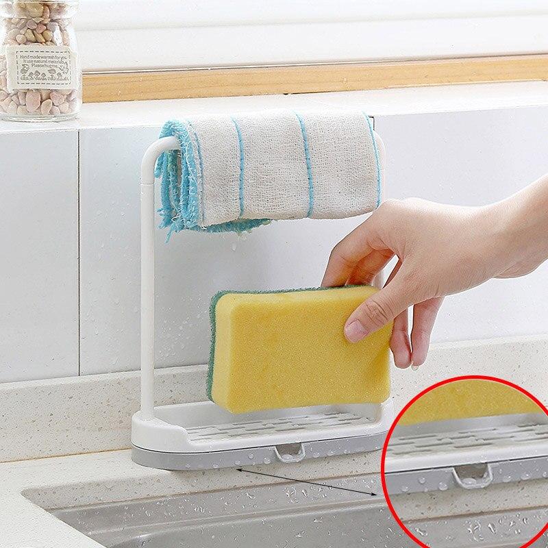 Sponge Storage Rack Rag Holder Towel Shelf Kitchen Organizer Soap Drain ...
