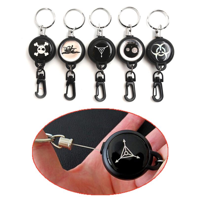 Buy 1Pc Retractable Steel Wire Rope Carabiner Recoil Key Ring Pull ...