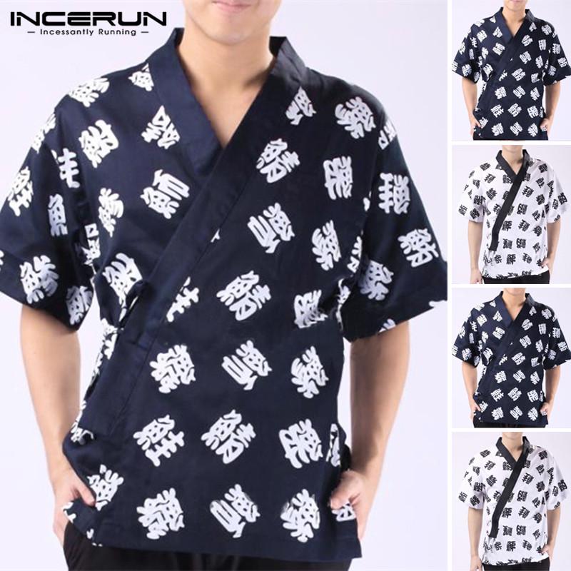 Buy INCERUN Japanese Kimono Shirts Mens Yukata Haori T-shir Cardigan Summer Beach Loose Blouse ...