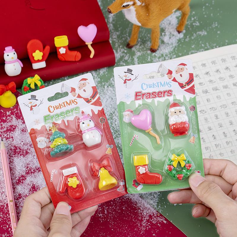 Buy 4Pcschristmas Card Set Eraser Set Student Christmas Gifts Awards ...