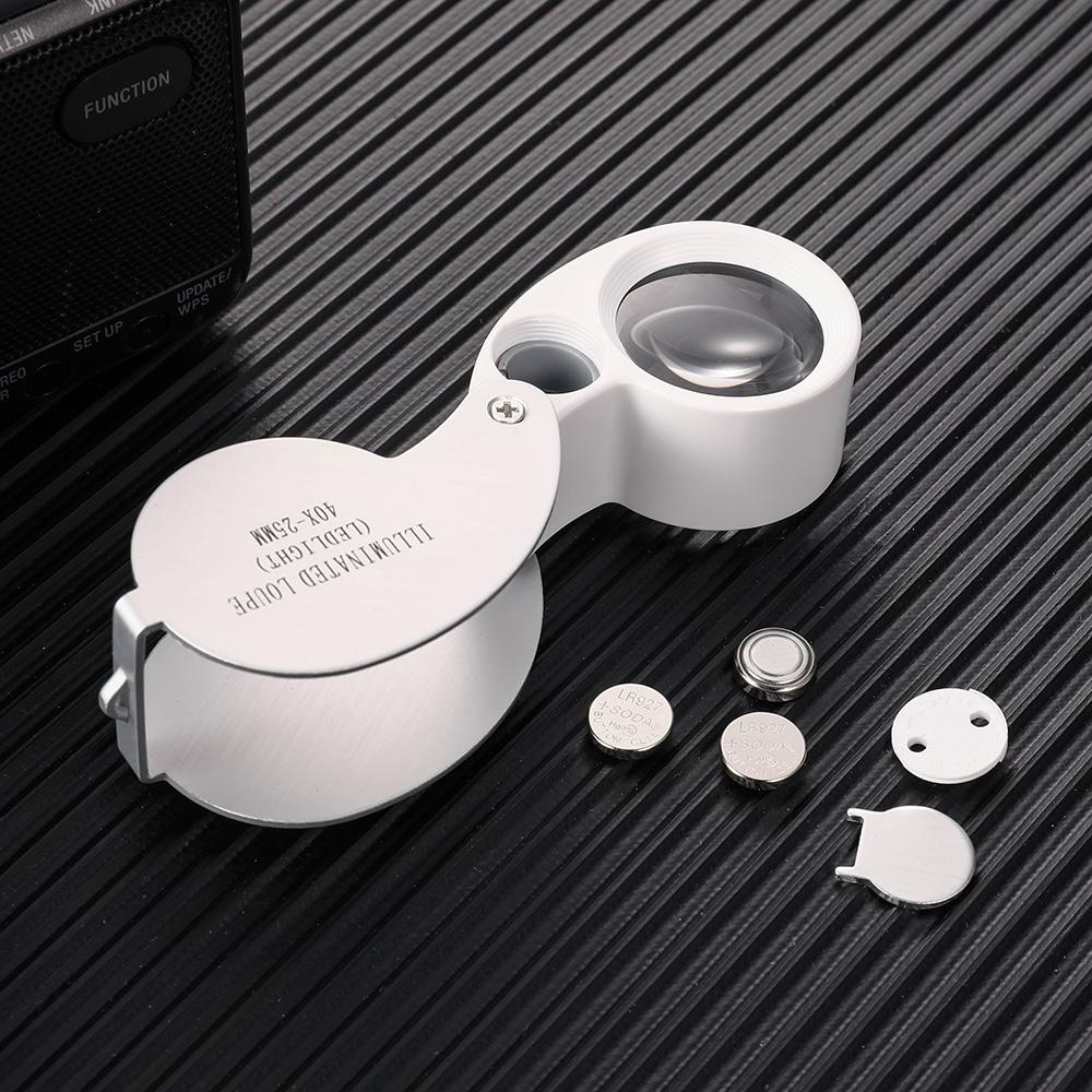 Buy 40X Portable Folding Magnifier Loupe Illuminated Magnifying Glass ...