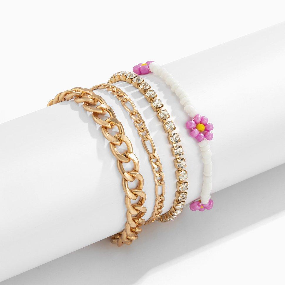 ZZEE Stackable Bracelet Beaded Geometric Hand-woven Bead Metal Wrist ...
