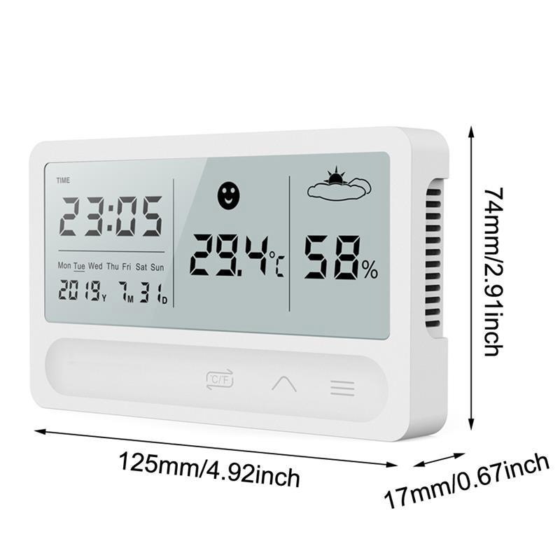 Buy Meter USB Rechargeable Hygrometer Thermometer Weather Station Gauge ...