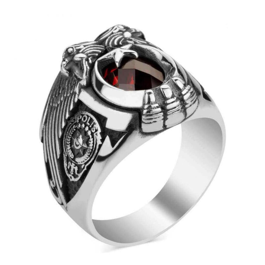 Cheap Double Eagle Head Gokturk Turkish Police Crest Ring | Joom